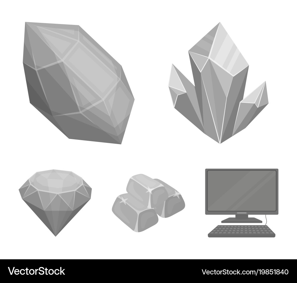 Crystals minerals gold bars precious Royalty Free Vector