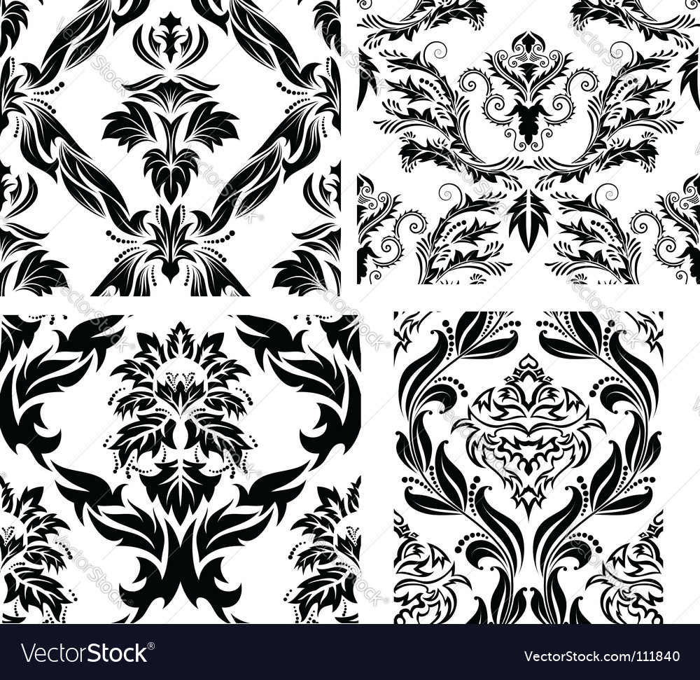 Damask patterns set Royalty Free Vector Image - VectorStock