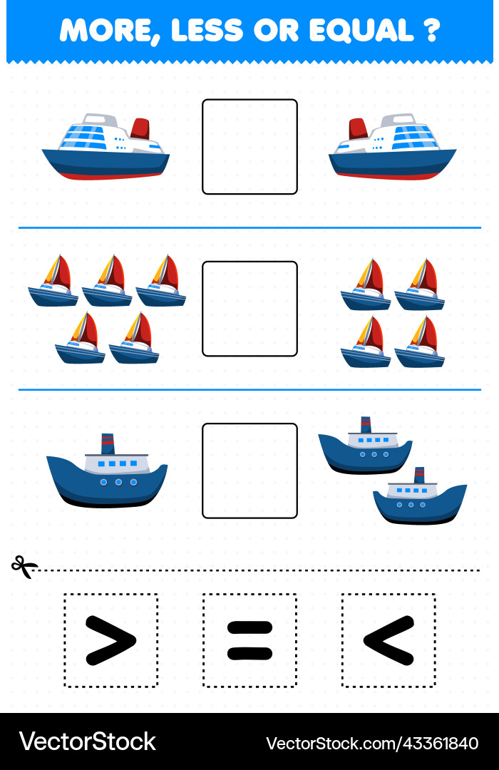 Education game for children more less or equal Vector Image