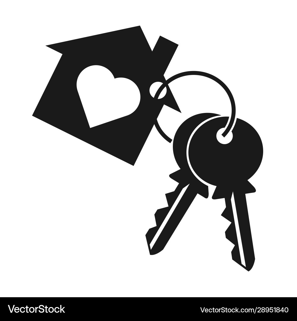 House with heart two key and ring keychain Vector Image