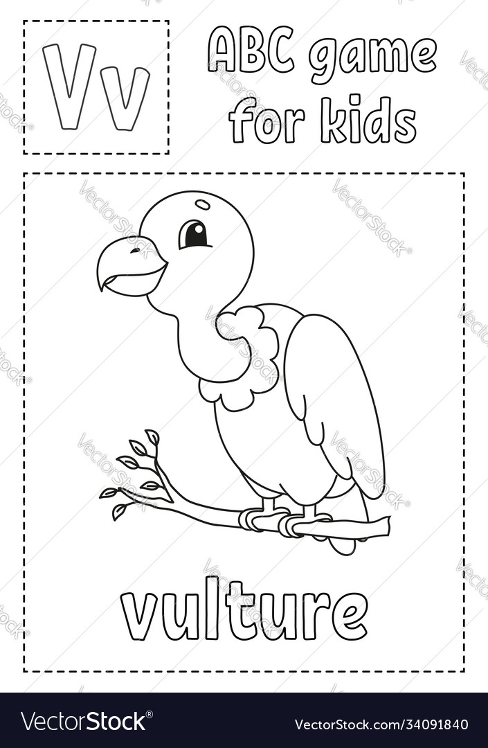 Letter v is for vulture abc game kids Royalty Free Vector