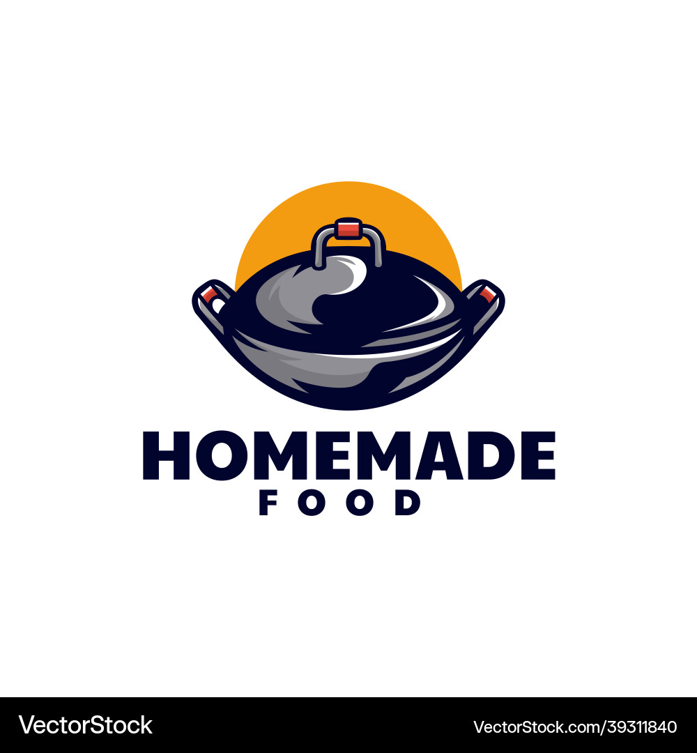 Logo frying pan simple mascot style Royalty Free Vector