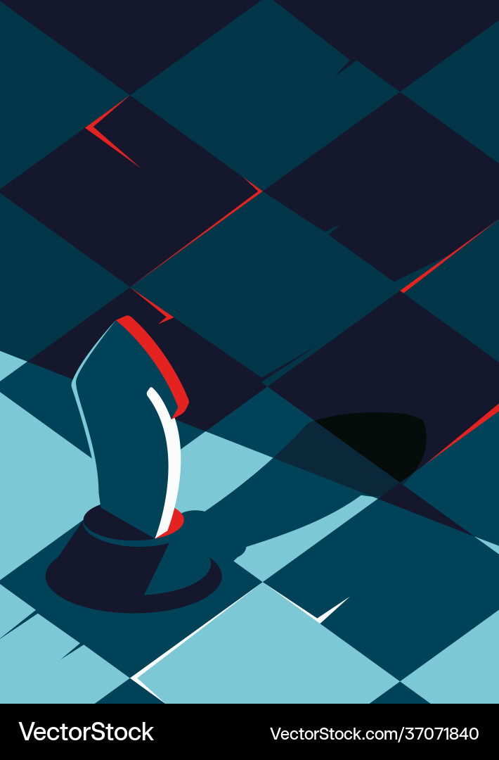 Poster template with chess board and knight Vector Image