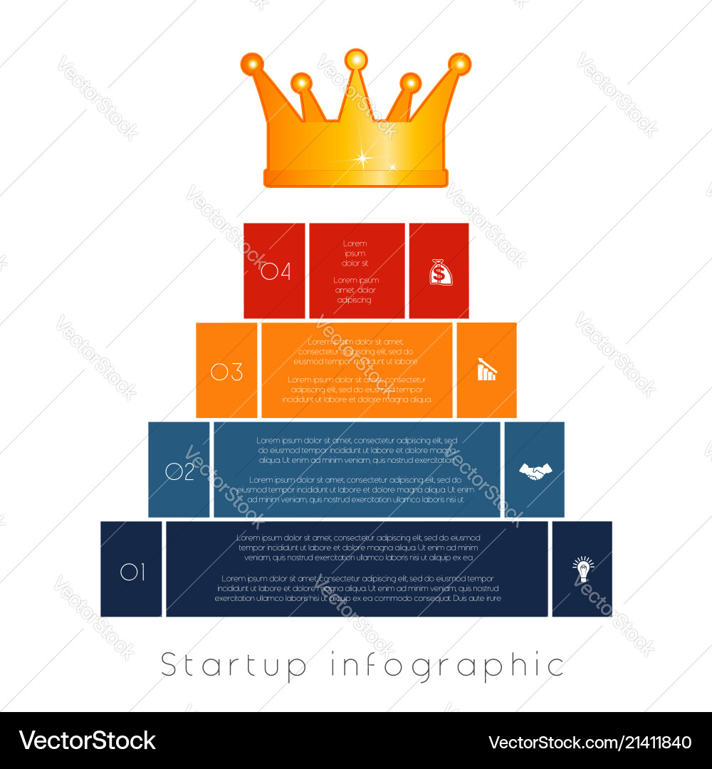 Pyramid 4 steps to success infographic Royalty Free Vector