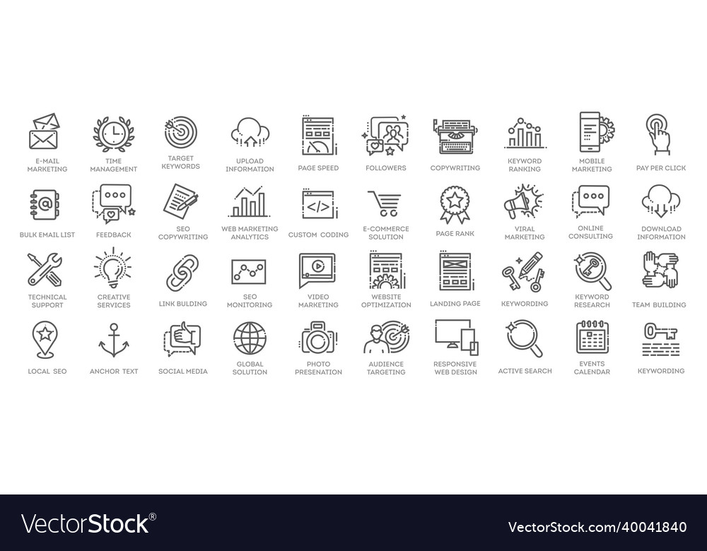 Search engine optimization thin line web icons Vector Image