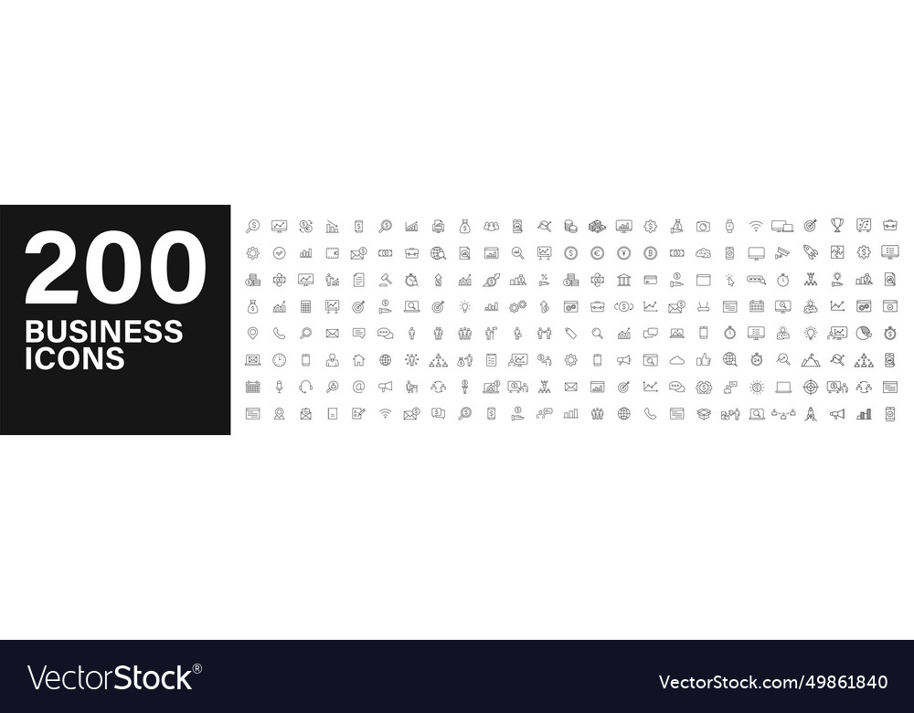 Set of 200 business icons and finance Royalty Free Vector