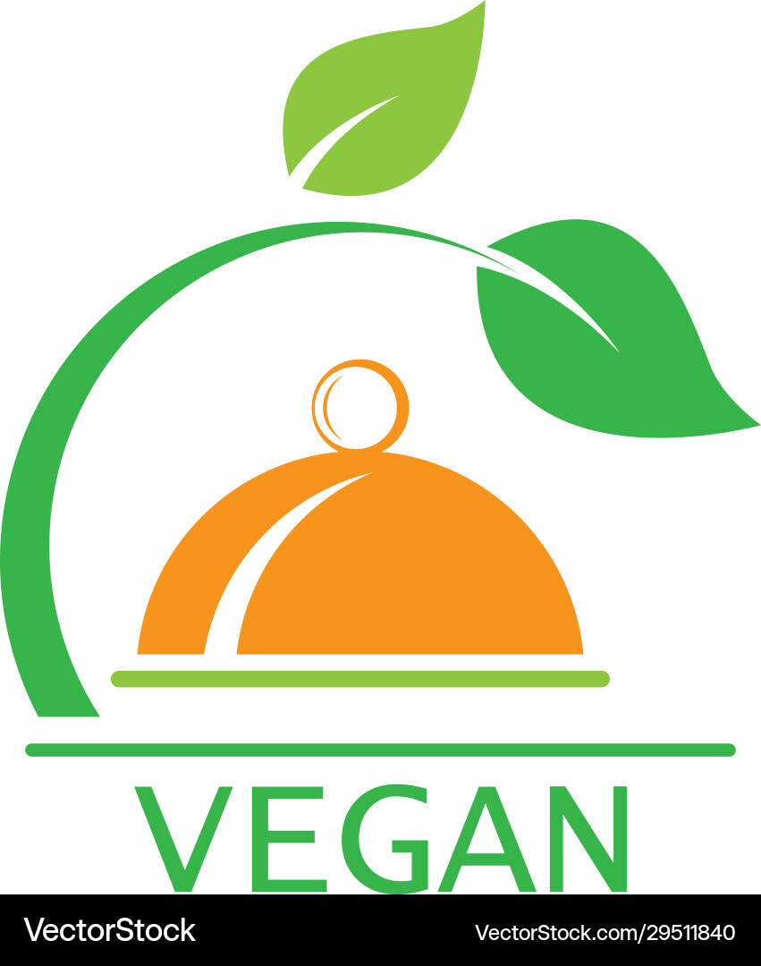 Vegan food logo template Royalty Free Vector Image