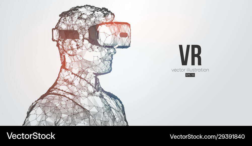 Vr polygonal man wearing virtual reality glasses Vector Image