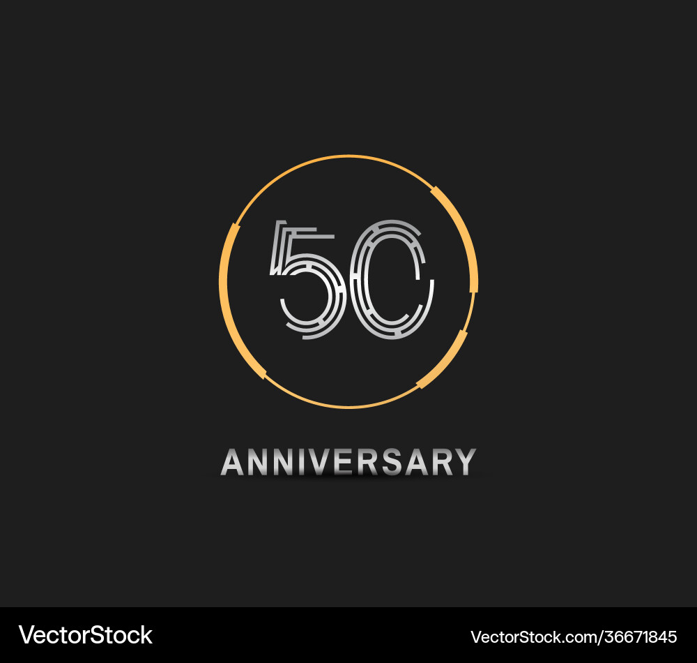 50 anniversary logotype with silver number Vector Image