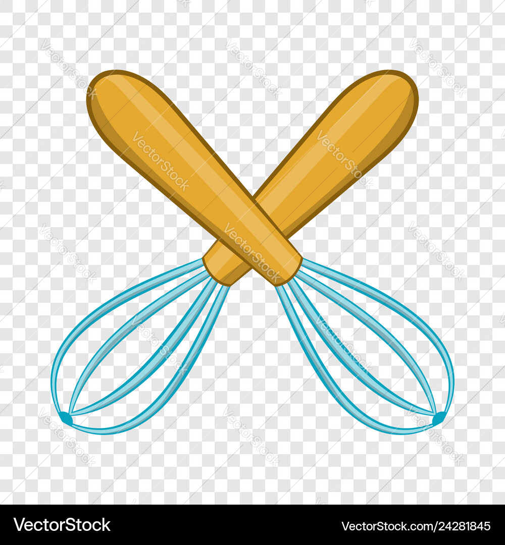 Crossed kitchen whisks icon cartoon style Vector Image