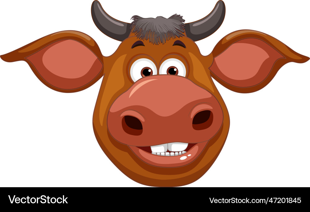 Cute cow face cartoon Royalty Free Vector Image