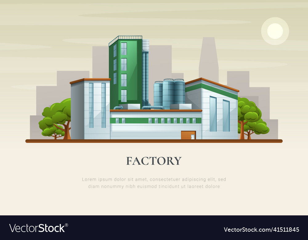 Factory flat poster Royalty Free Vector Image - VectorStock