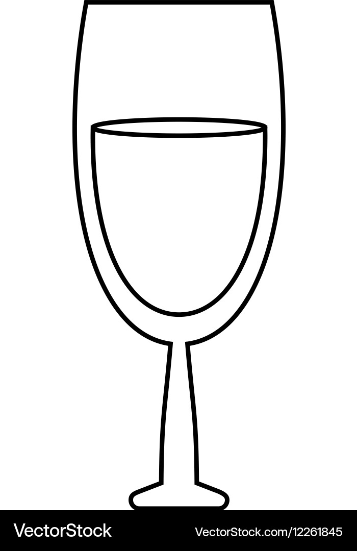 Glass red wine drink outline Royalty Free Vector Image