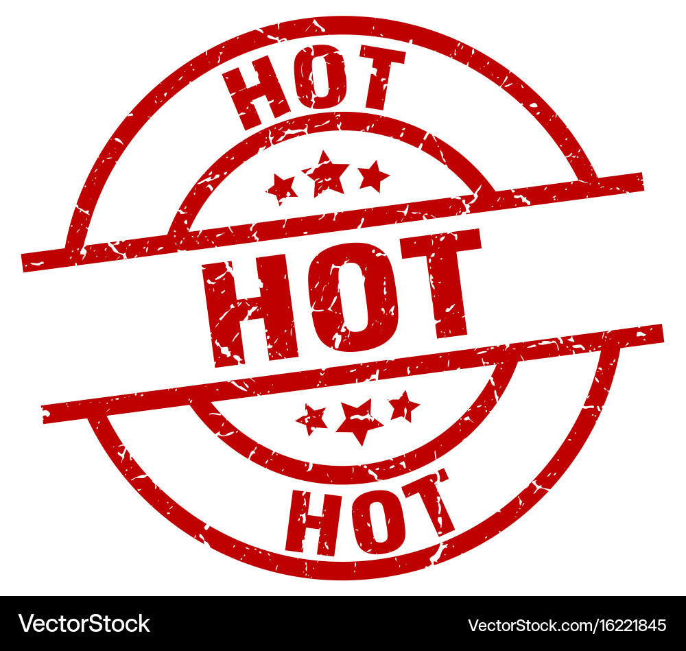 Hot round red grunge stamp Royalty Free Vector Image