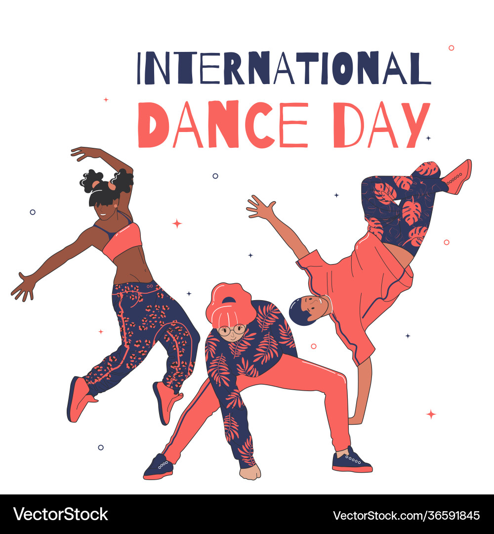 International dance day greeting banner Royalty Free Vector