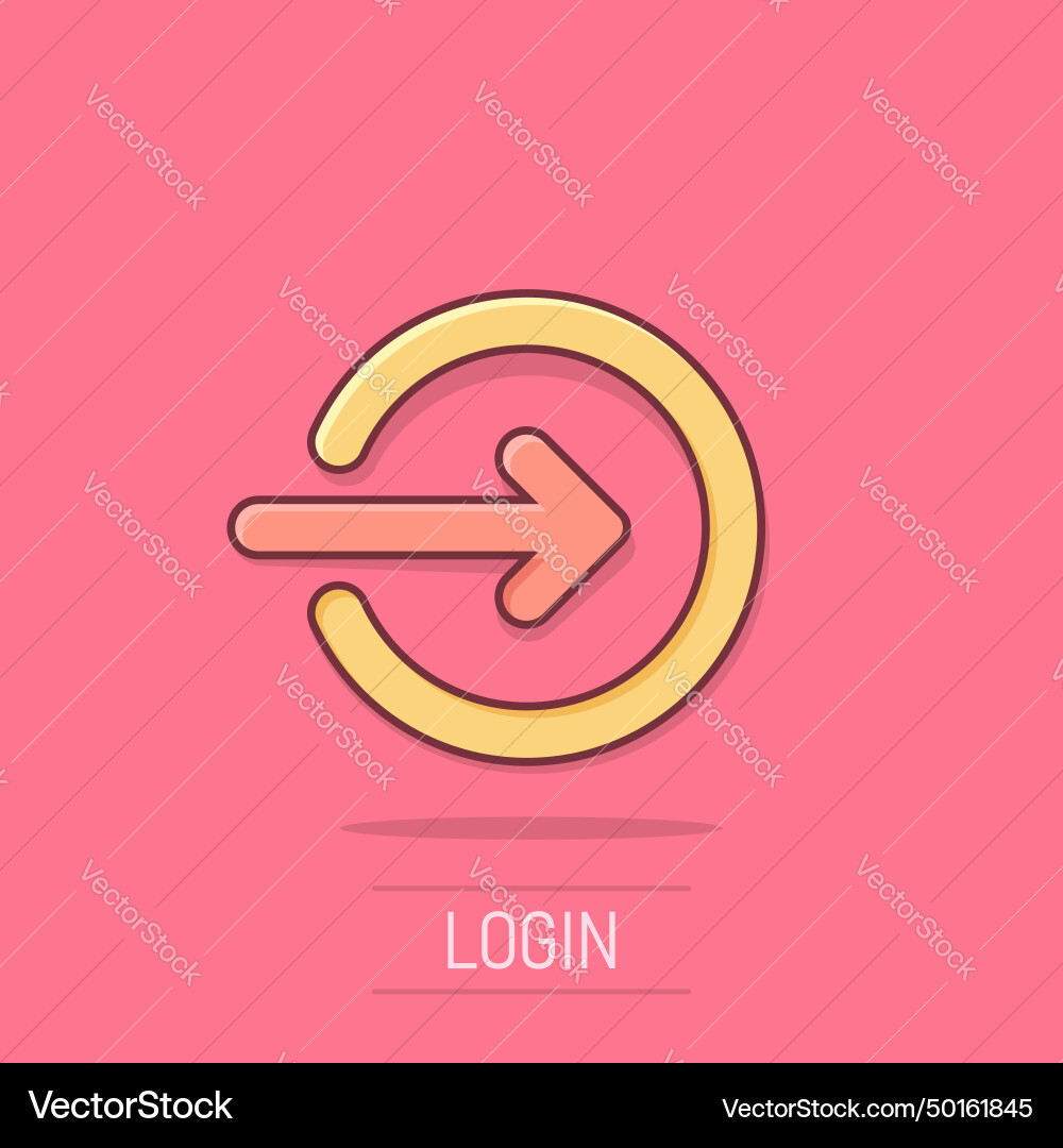 Login icon in comic style arrow access cartoon Vector Image