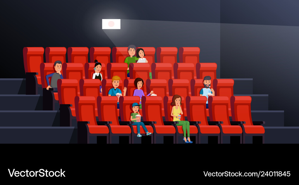 People watching movie Royalty Free Vector Image