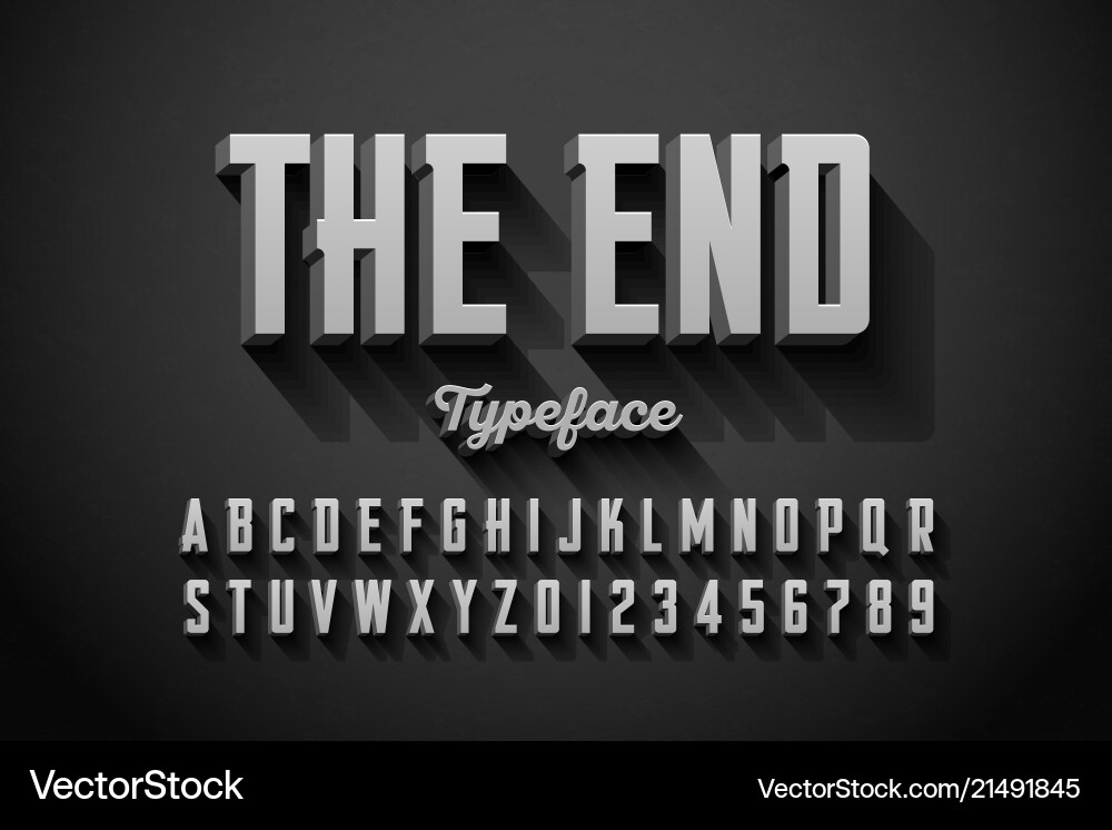 Retro style condensed font the end title Vector Image