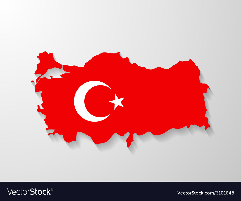 Turkey flag map with shadow effect Royalty Free Vector Image