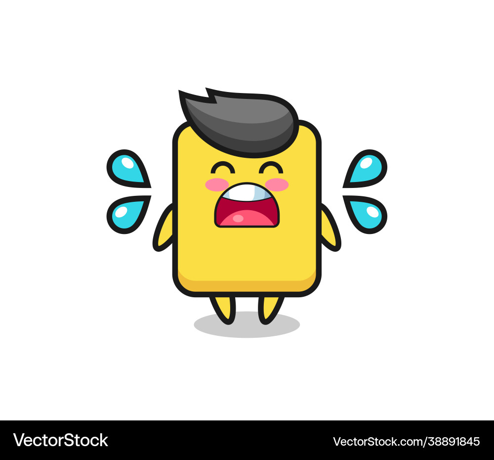 Yellow card cartoon with crying gesture Royalty Free Vector