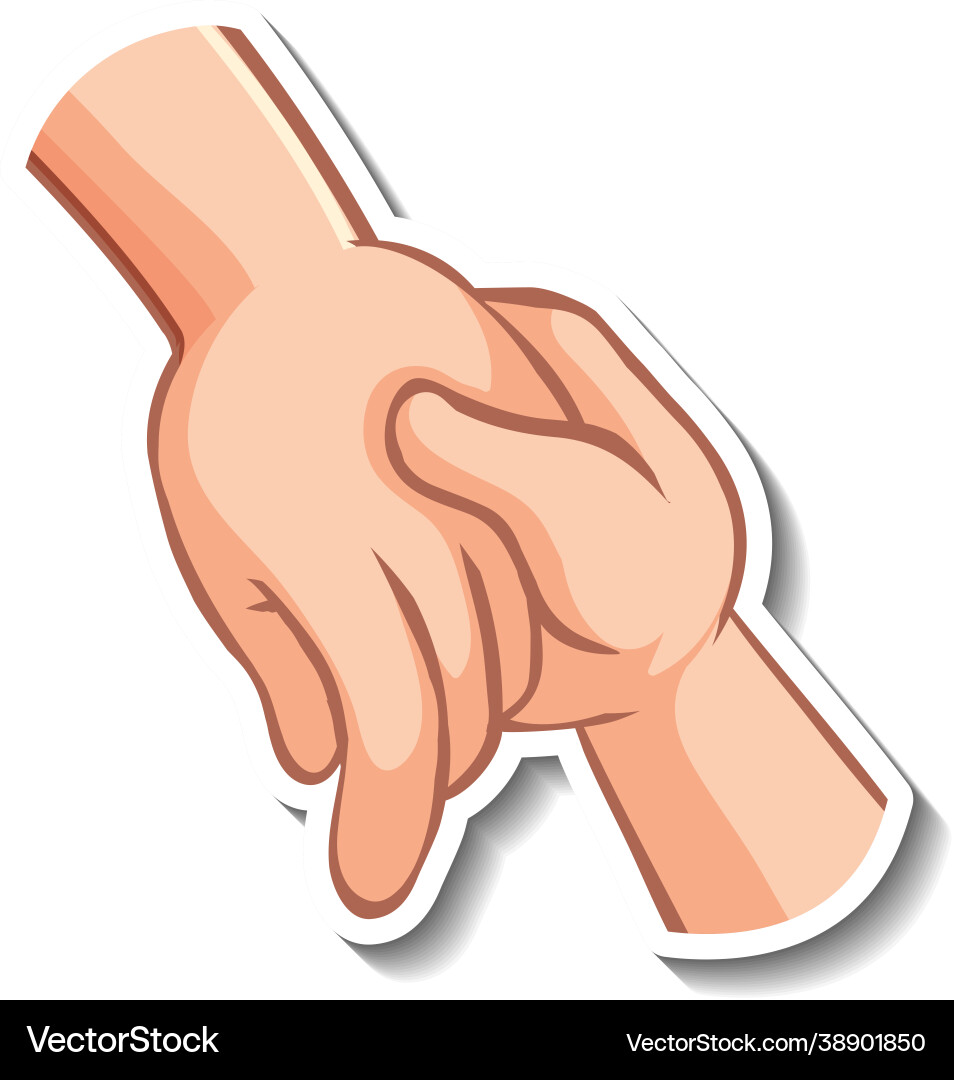 A sticker template with hands holding together Vector Image