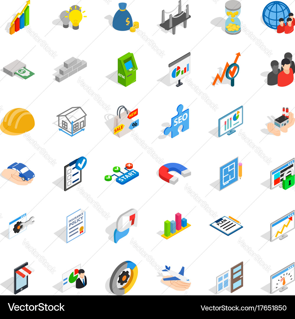 Capital icons set isometric style Royalty Free Vector Image
