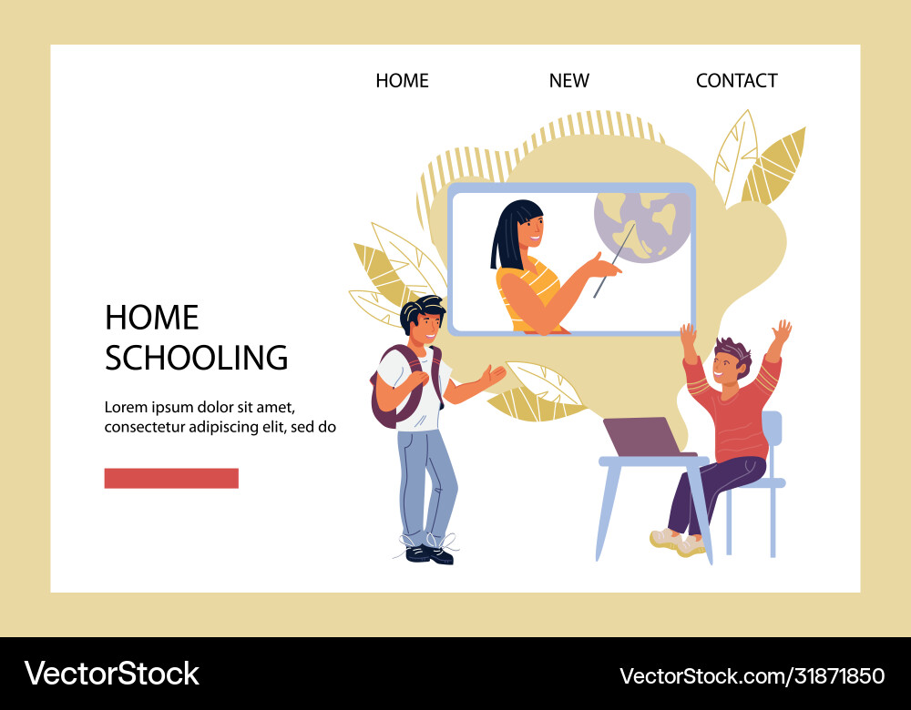 Children homeschooling or distance computer Vector Image