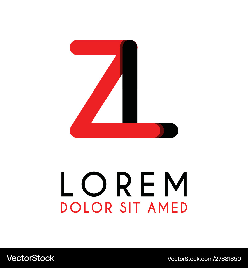 Initial letter zl with red black and has rounded Vector Image