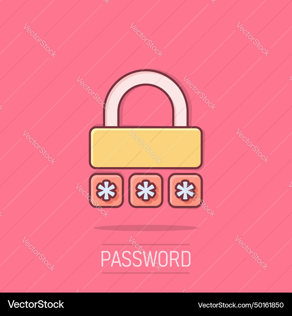 Login icon in comic style password access cartoon Vector Image