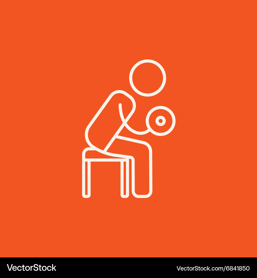 Man exercising with dumbbells line icon Royalty Free Vector