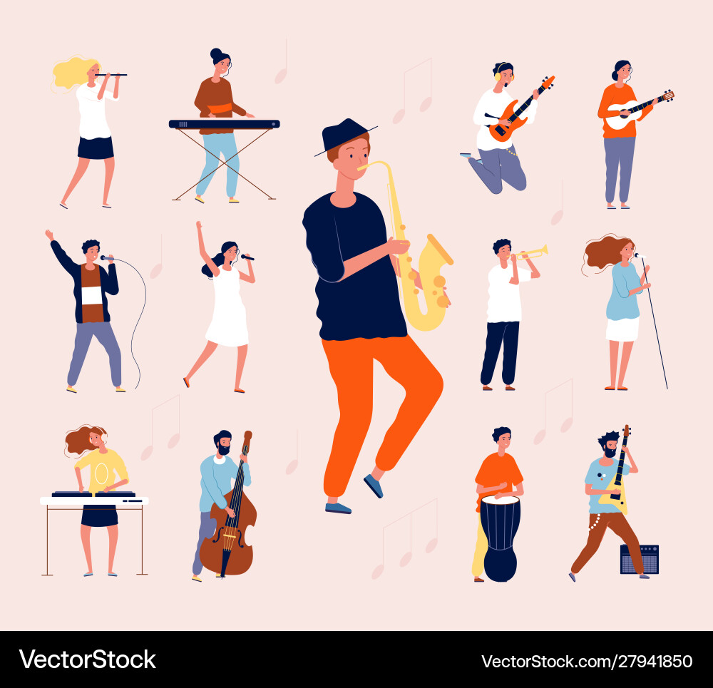 Music persons rock classical musical performing Vector Image