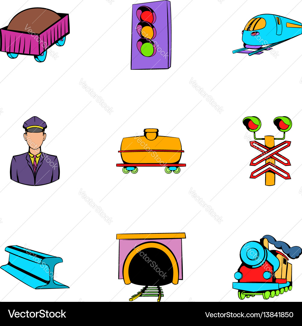 Platform icons set cartoon style Royalty Free Vector Image