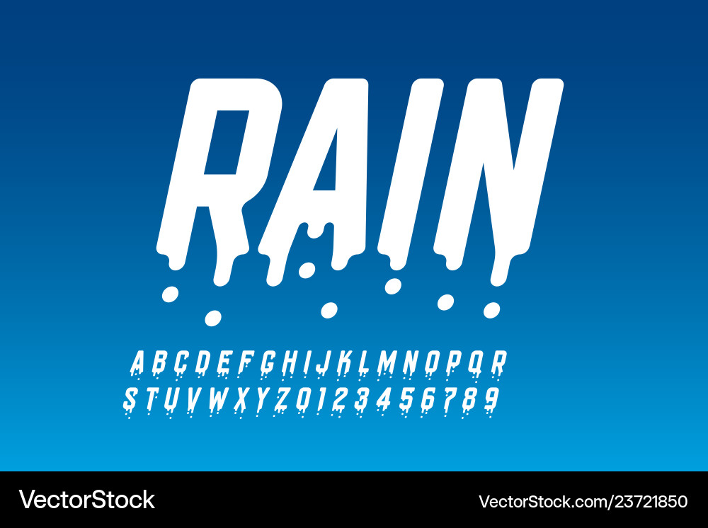 Rainy font design modern alphabet letters and Vector Image
