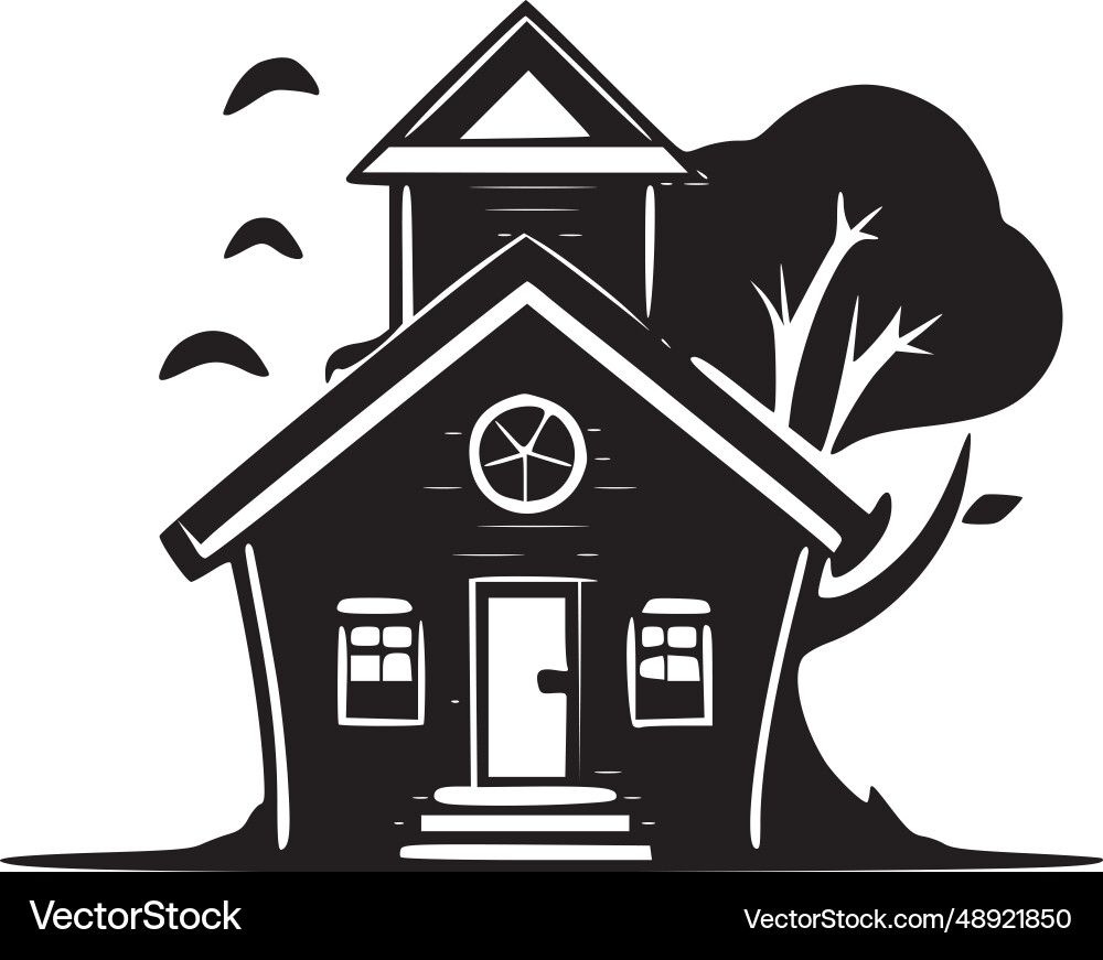 School - black and white isolated icon Royalty Free Vector