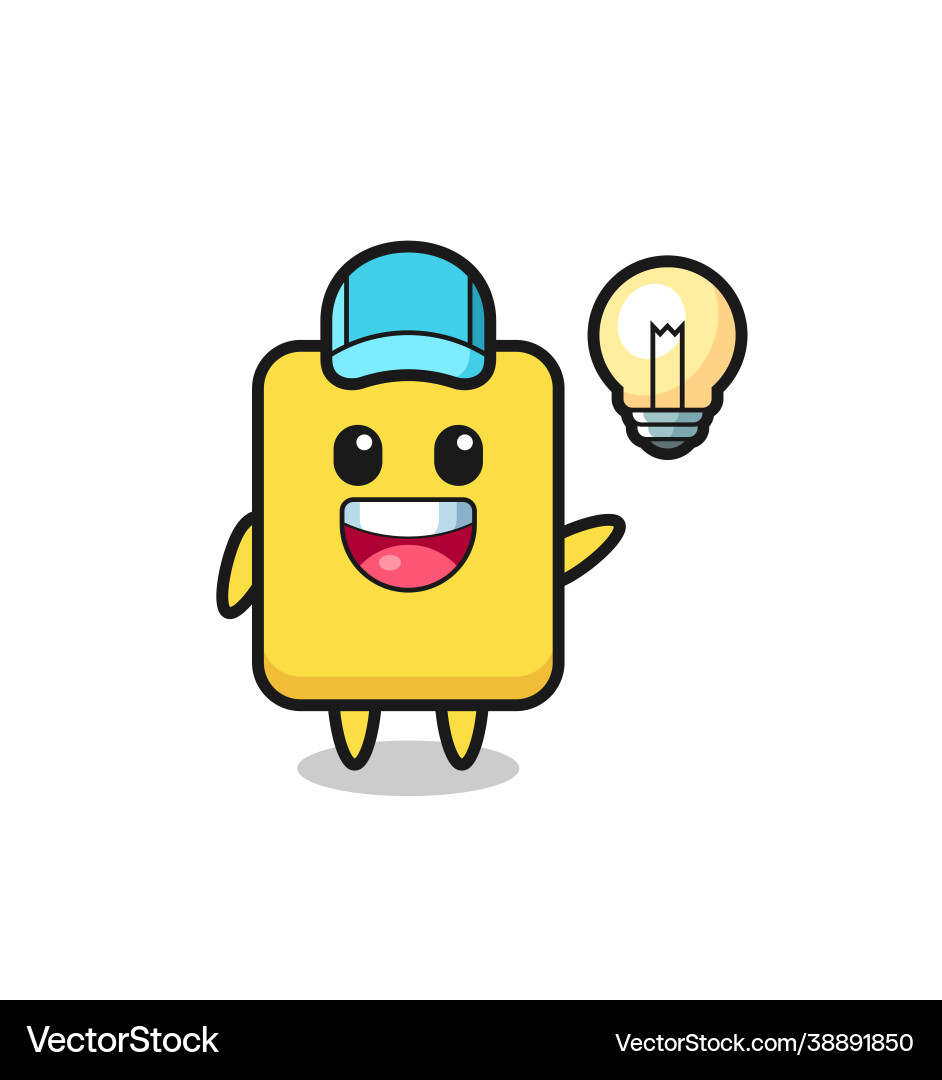 Yellow card character cartoon getting idea Vector Image