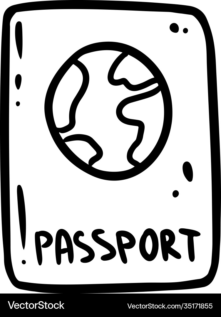 Cute cartoon passport doodle image logo Royalty Free Vector