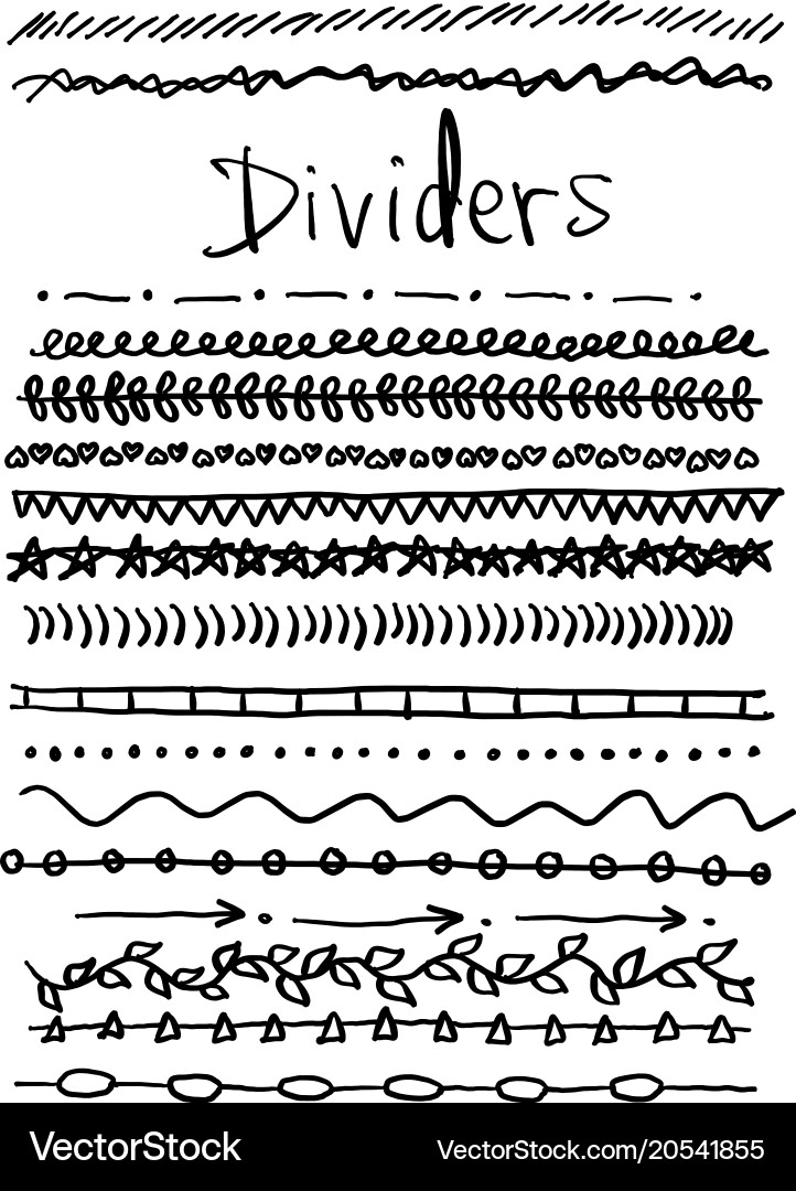 Dividers set sketch hand drawn Royalty Free Vector Image