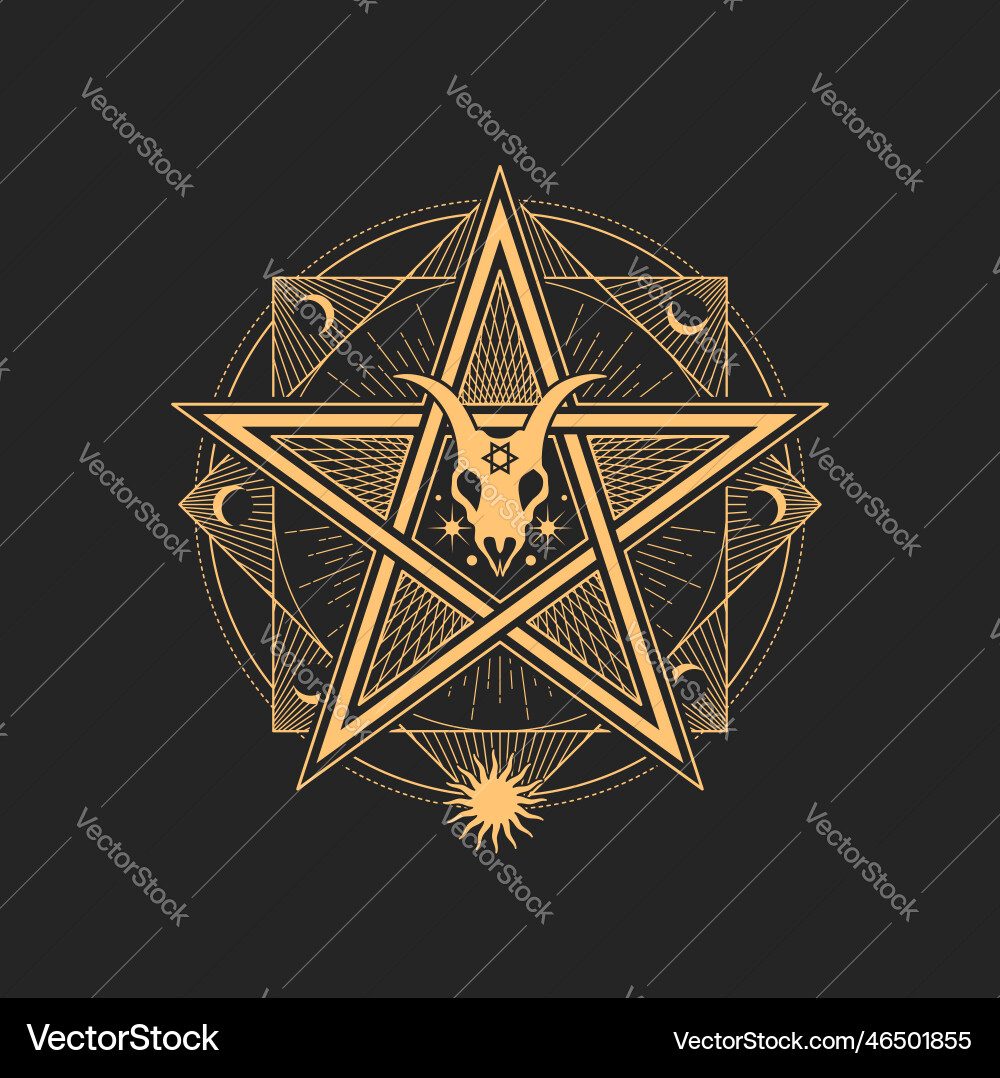 Esoteric and occult pentagram with goat skull Vector Image