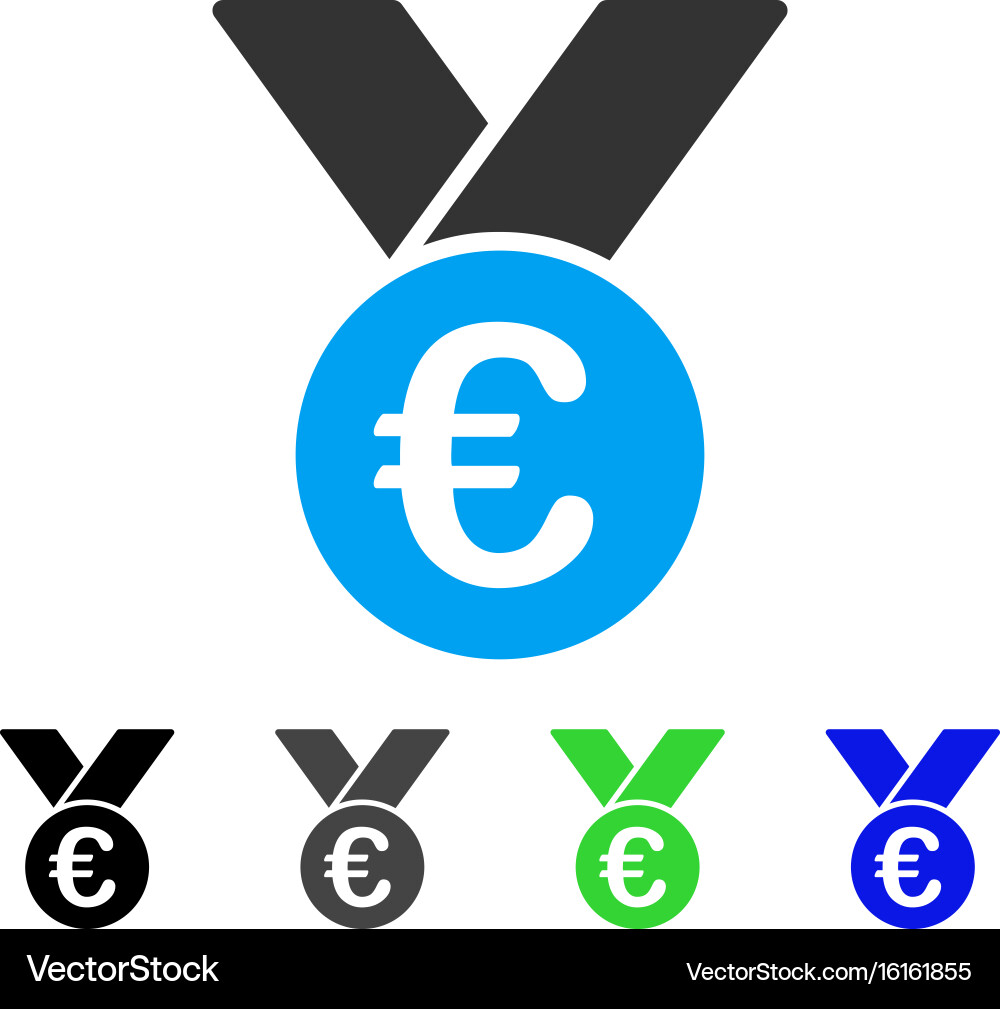 Euro prize medal flat icon Royalty Free Vector Image