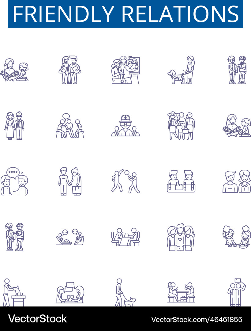 Friendly relations line icons signs set design Vector Image