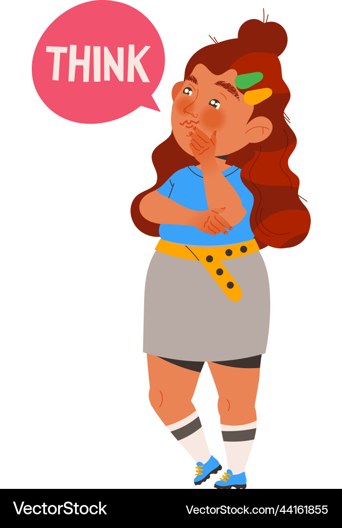Little girl thinking scratching chin learning Vector Image