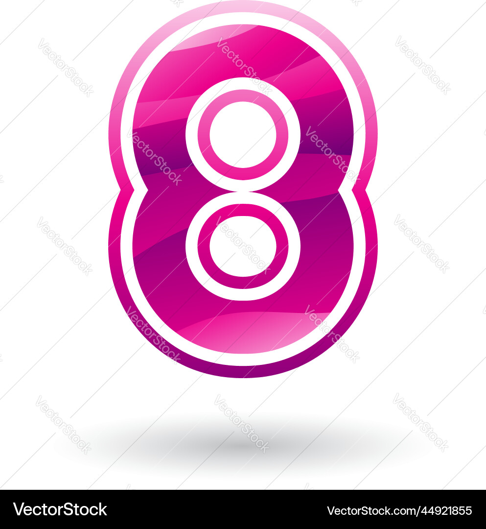 Magenta round icon for number 8 Royalty Free Vector Image