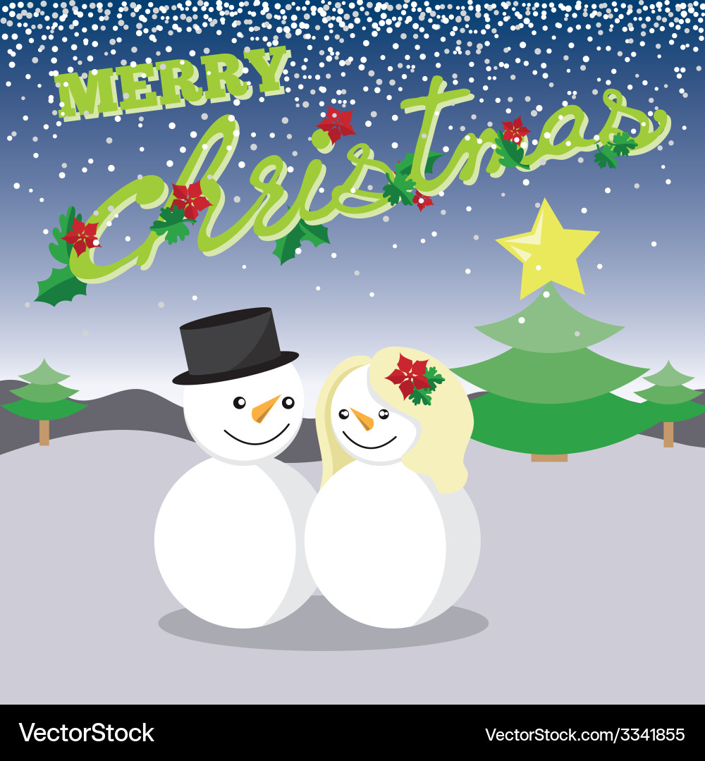 Merry christmas and snow man Royalty Free Vector Image