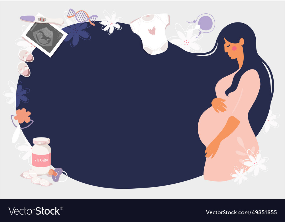 Modern Banner With A Pregnant Woman Pregnancy Vector Image