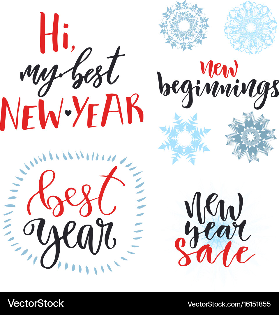 New year calligraphic lettering set design Vector Image