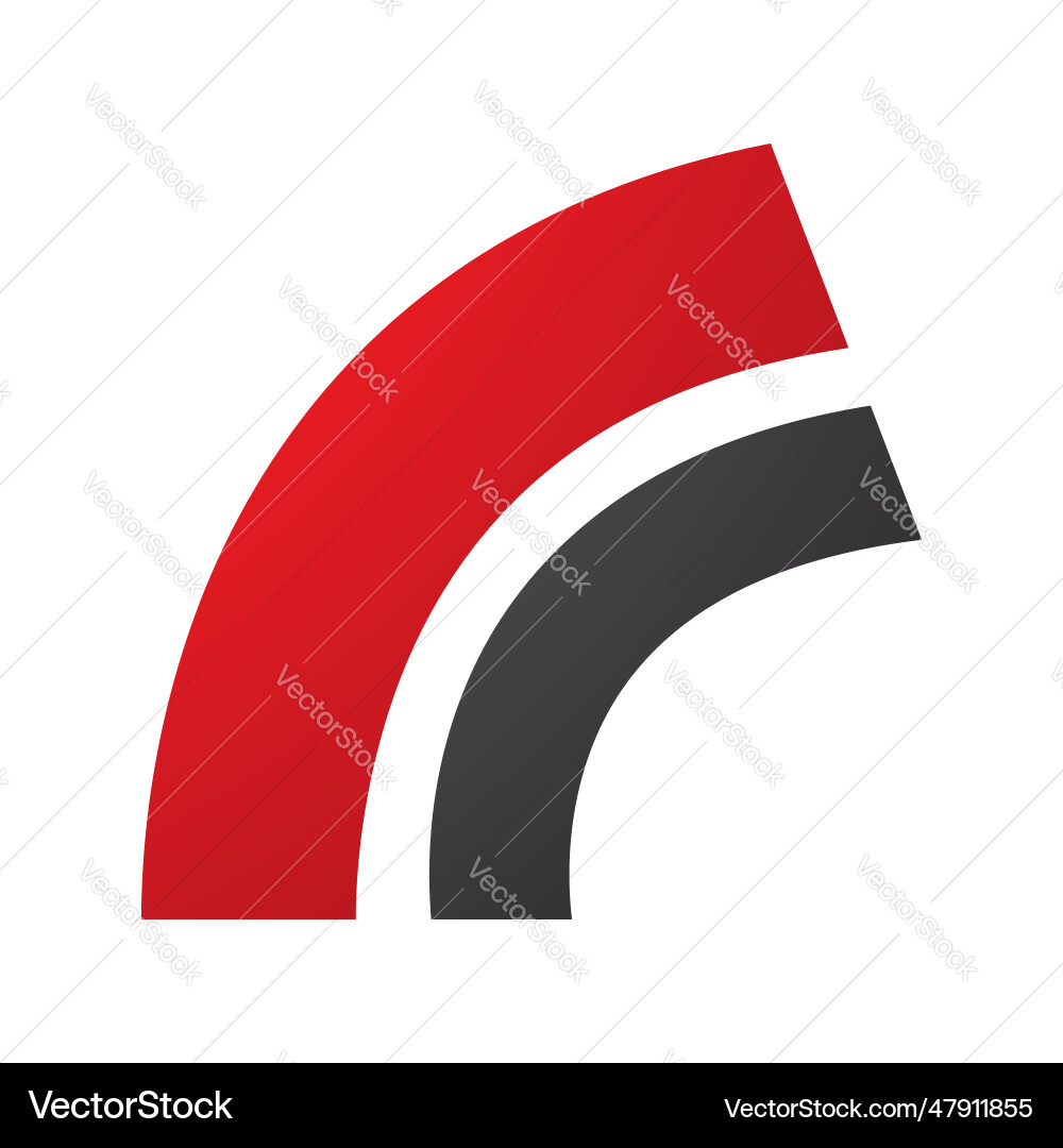 Red and black arc shaped letter r icon Royalty Free Vector