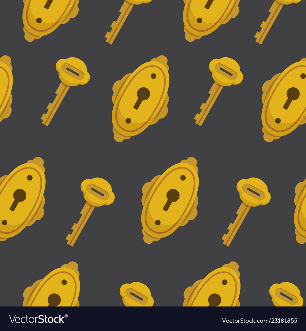 Seamless pattern with key gold locks Royalty Free Vector