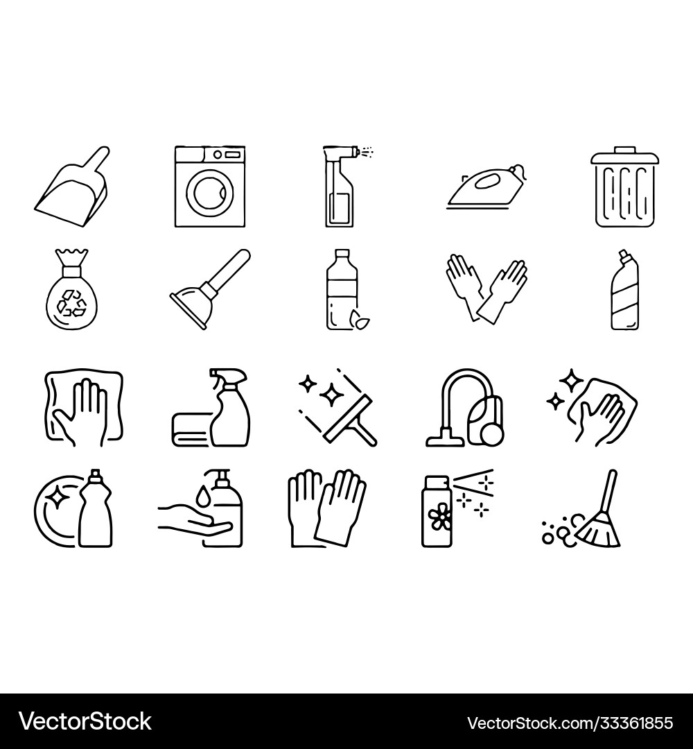 Set cleaning related line icons Royalty Free Vector Image