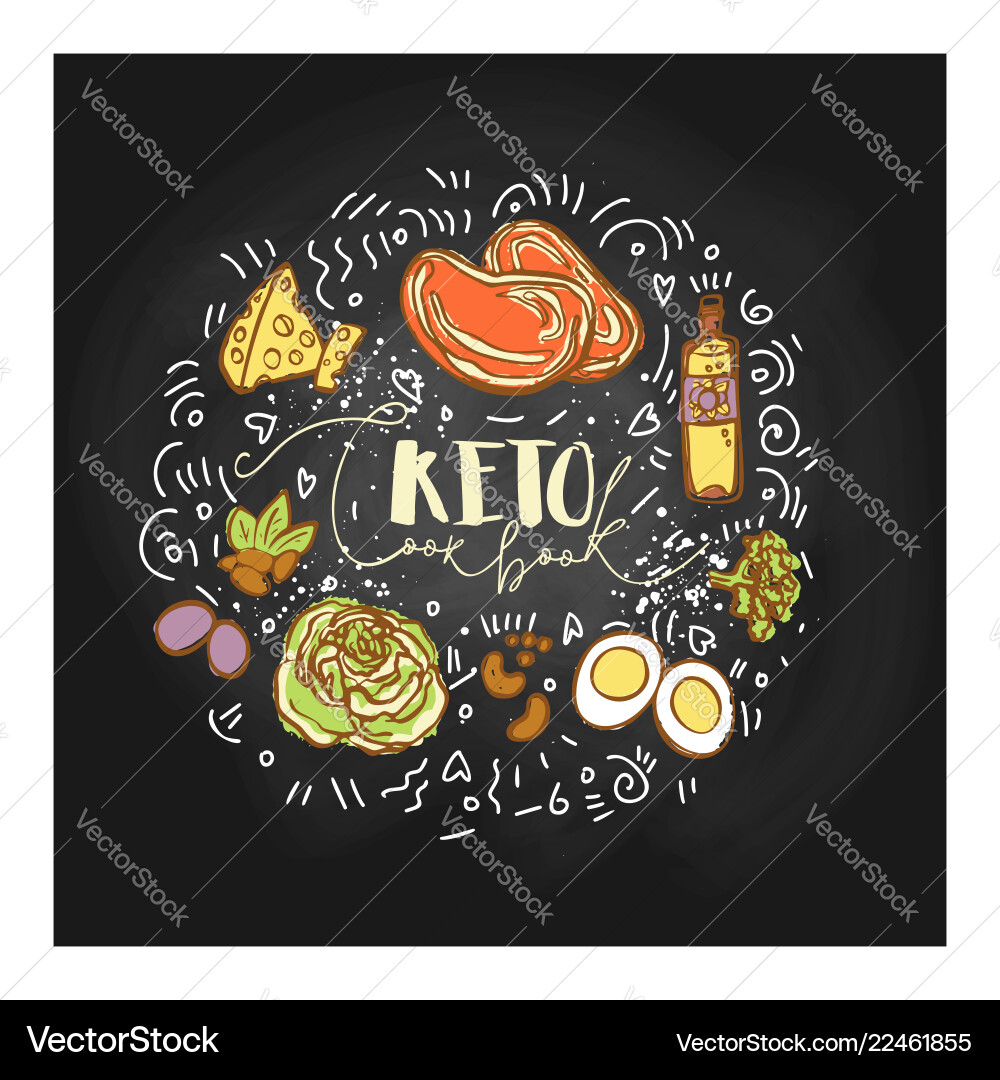 Take keto challenge food sketch Royalty Free Vector Image
