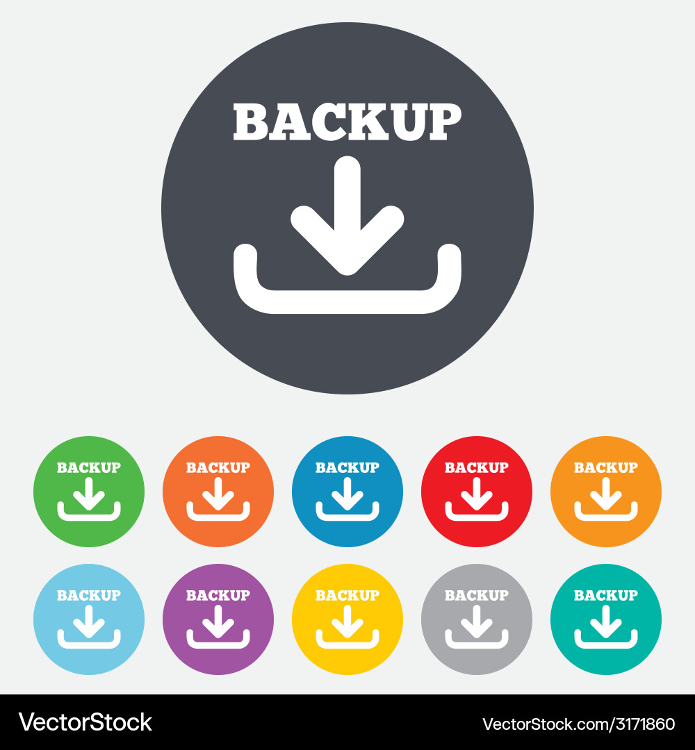 Backup date sign icon Storage symbol Royalty Free Vector